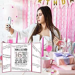 Vlipoeasn Sweet 16 Birthday Guest Book Signature Congrats Certificate Rose Gold 16th Birthday Decorations for Girl, 16th Birthday Decorations Guest Book Alternative, Sweet 16 Birthday Gifts for Girls