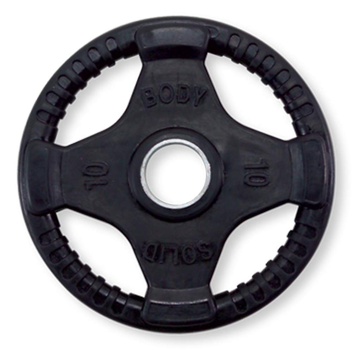 Body-Solid Quad Grip Design Rubber Plate - Olympic Weight Plates 355lbs. Set with Rubber Coating, Dumbbell & Bumper Weights for Barbell, Black