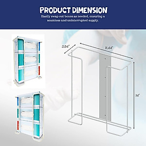 PERFORMORE Large Disposable Glove and Facial Tissue Wire Rack- Box Holder, Holds Up To 3 Boxes, Dispenser, Wall Mount Design With Mounting Accessories Included