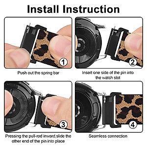 Wanme Elastic Bands for Samsung Galaxy Watch 4 40mm 44mm, Galaxy Watch 4 Classic 42mm 46mm, Galaxy Active 2 Band, 20mm Adjustable Soft Stretch Wristband for Galaxy Watch 4/Active 2 (Leopard)