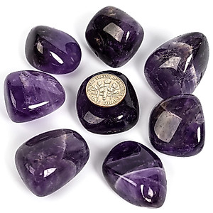ZenQ 1/2 lb Tumbled Amethyst Stones for Wicca, Reiki, and Energy Crystal Healing, Natural Amethyst Crystal from Brazil