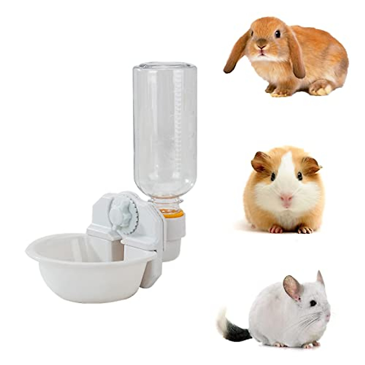 Rabbit Water Bottle,17oz Hanging Water Fountain Automatic Dispenser Water Feeder Bowl Detachable No Leak for Bunny Chinchilla Guinea Pig Hedgehog Hamsters Ferret Small Animal