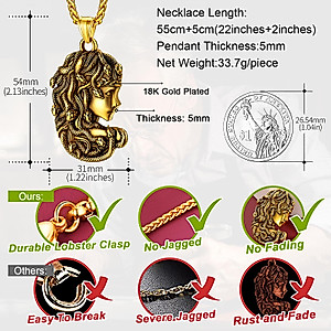 FaithHeart Womens Medusa Snake Necklace Gold Plated Greek Culture Jewelry Goth Snake Head Pendant Neck Charms for Male