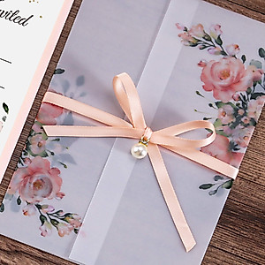 DORIS HOME 25PCS Pink Invitations Cards with Envelopes and Fill-in Inner Sheets for Bridal Shower Invite, Baby Shower Invitations, Wedding, Rehearsal