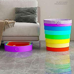 Foldable Waste Bin for Kitchen,Folding Rainbow Trash Can for Kitchen,Portable Garbage Countertop Waste Bin for Camping Travel