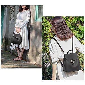 SUNLIGHT LEAVES Simple Vegan Leather Flap 3 Way Convertible Backpack For Women Classic Vintage Faux Leather Fashion Daypack (Black)