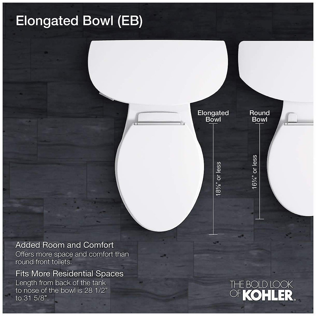 KOHLER Harken One-piece Compact Elongated 1.28 Gpf Toilet