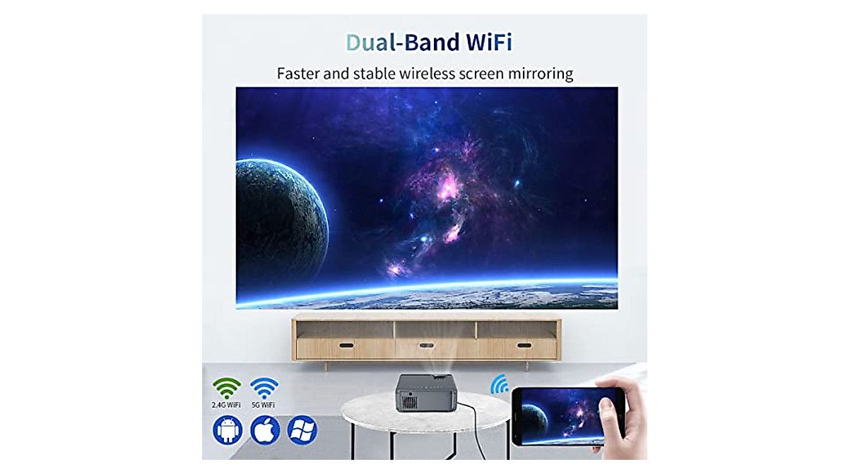 EUG X760+ 4K Portable Projector with WiFi & Bluetooth for Home & Outdoor