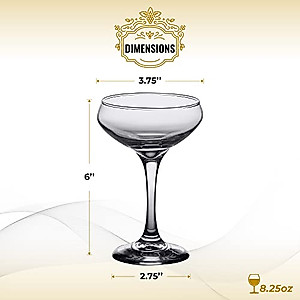 HISTORY COMPANY The 1930 Algonquin Round Table Cocktail Coupe Glass 2-Piece Set (Gift Box Collection)