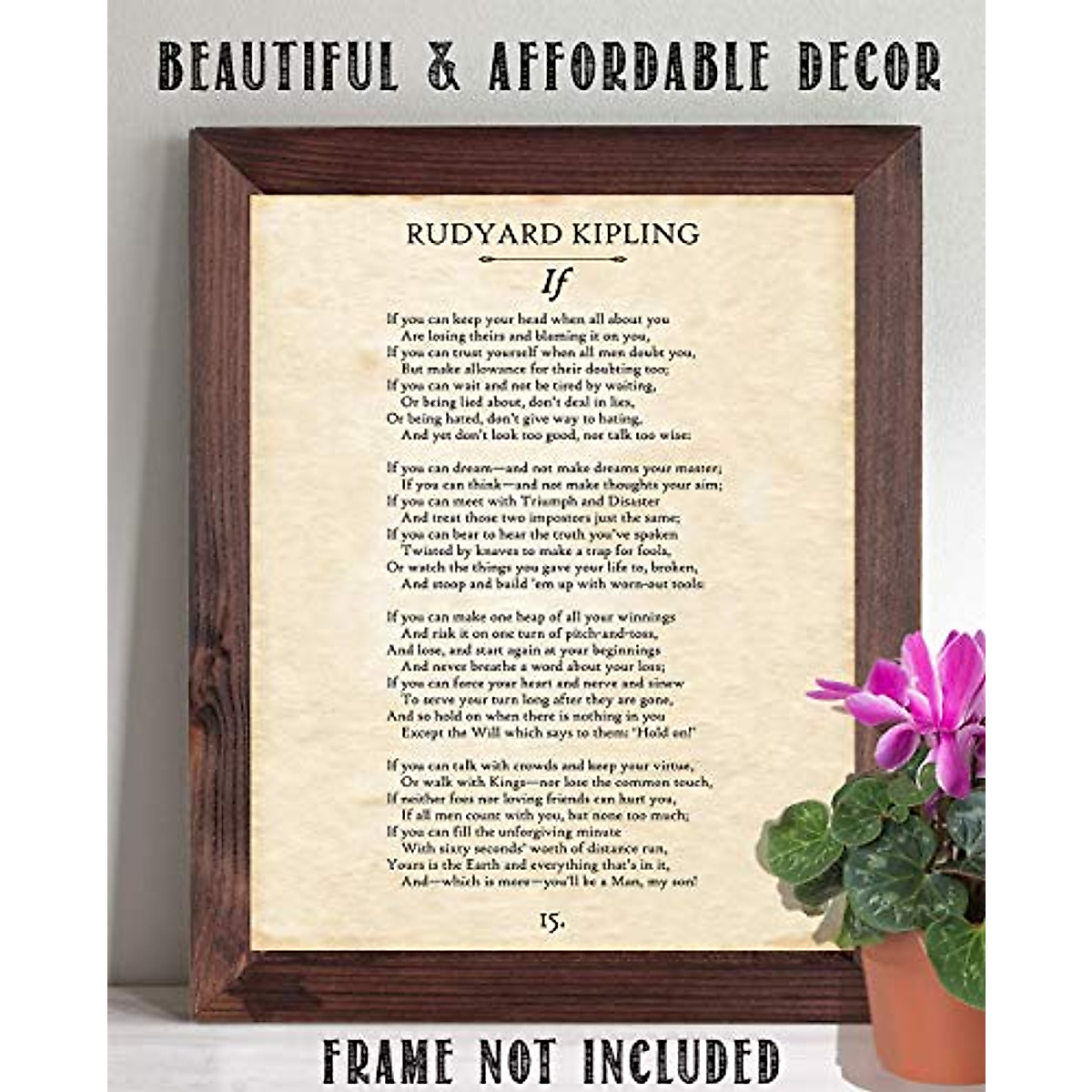 Rudyard Kipling - If - 11x14 Unframed Typography Book Page Print - Great Gift for Poetry Fans and Inspirational and Motivational Decor for Home and Office Under $15