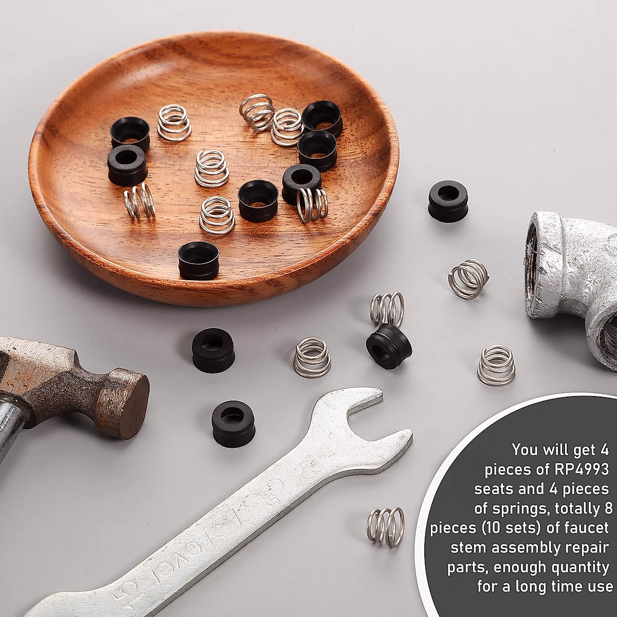 RP4993 Replacement Seats and Springs RP4993 Faucet Repair Seat Spring Kit Faucet Stem Assembly Repair Kit Compatible with Faucet Repair Kit (8 Pieces)