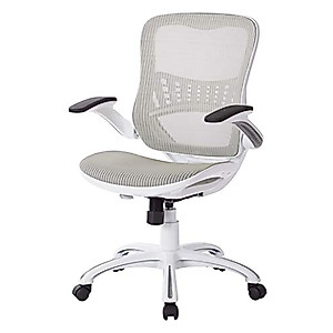 Office Star Ventilated Manager's Office Desk Chair with Breathable Mesh Seat and Back, White Base, White