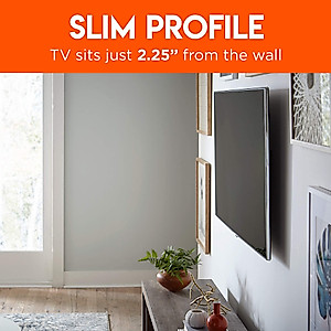 ECHOGEAR TV Wall Mount for TVs Up to 90" & On-Wall Surge Protector with 6 Pivoting Outlets - Low Profile Design - Easy Install