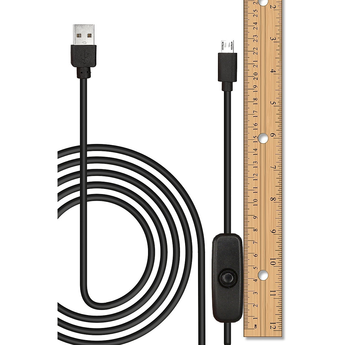 HomeSpot 5V 2.4A Power Supply/Adapter/Charger (UL Listed) with 5ft Long Micro USB Cable with On Off Switch Button for Raspberry Pi Arduino