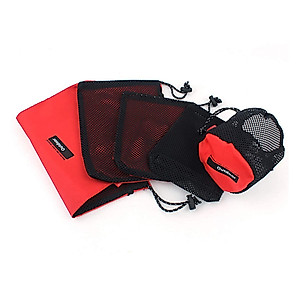 Vikodah Drawstring Bags, Nylon Cinch and Ditty Stuff Pouch,Mesh-Stuff-Sack for Camping Travel Gym Sports Storage 5-in-2