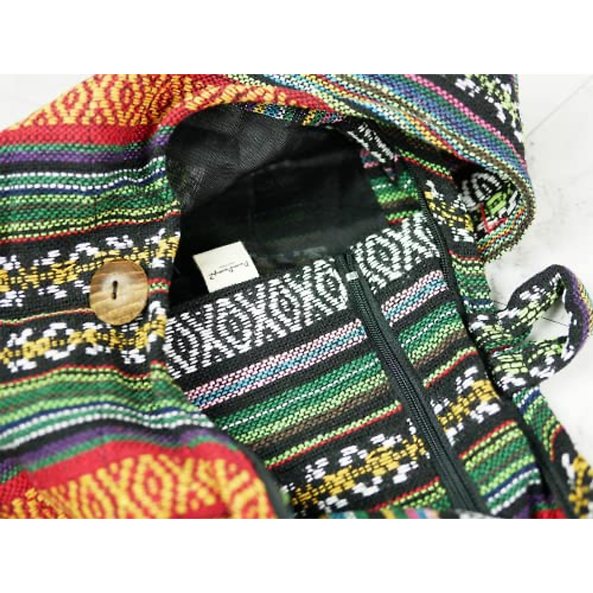 PumPumpz Hippie Boho Crossbody Bohemian Gypsy Sling Shoulder Bag Handwoven Ikat Medium Size. (Medium Random Green)