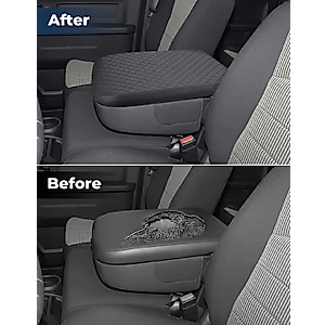 ISSYAUTO Center Console Cover Compatible with 2002-2012 Ram 1500 2500 3500 Jump Seat Console, Armrest lid Cover Leather Arm Rest Covering for Car, Well-Make Durable Middle Console Cover