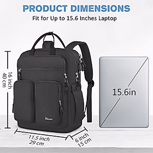 Mancro Travel Backpack for Women with TSA Laptop Compartment, 15.6 Inch Laptop Backpack with USB Charging Port and Dry-Wet Pocket, Fashion Computer Backpack for Women, Black
