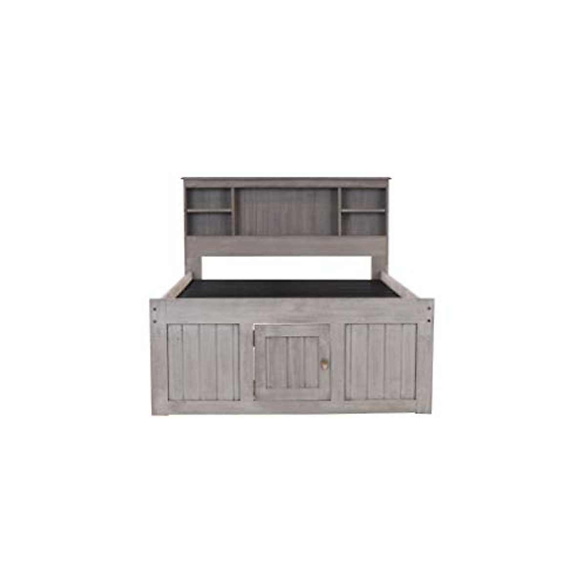 Discovery World Furniture Charcoal Full Size Bookcase Captain Bed with 6 Drawer Storage on ONE Side Opposite Side is Open