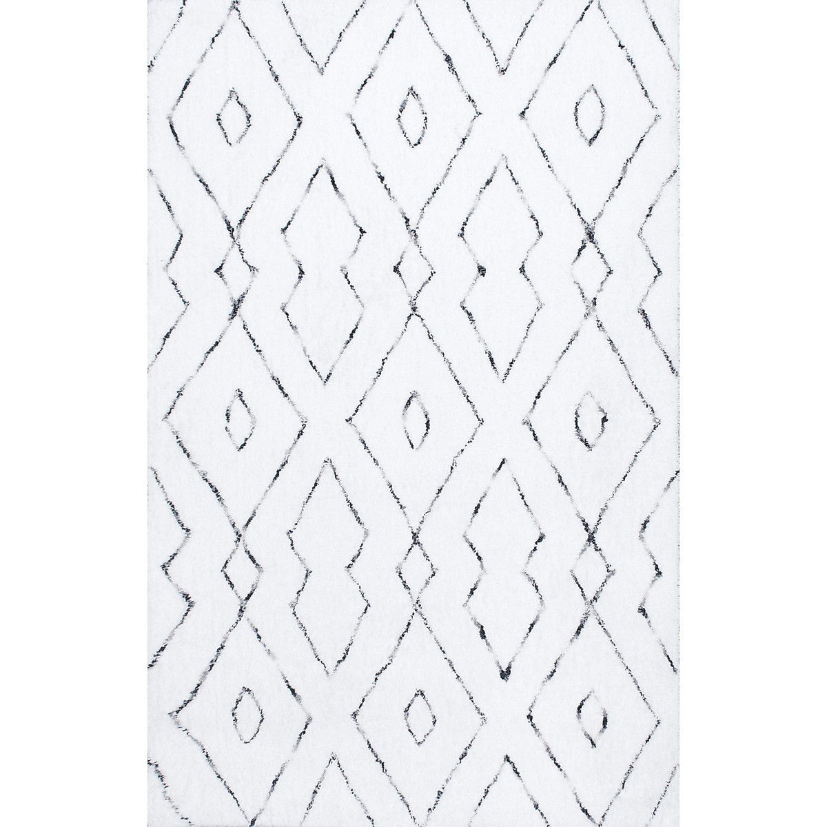 NuLOOM Beaulah Modern Trellis Shag Area Rug, 6' x 9', White