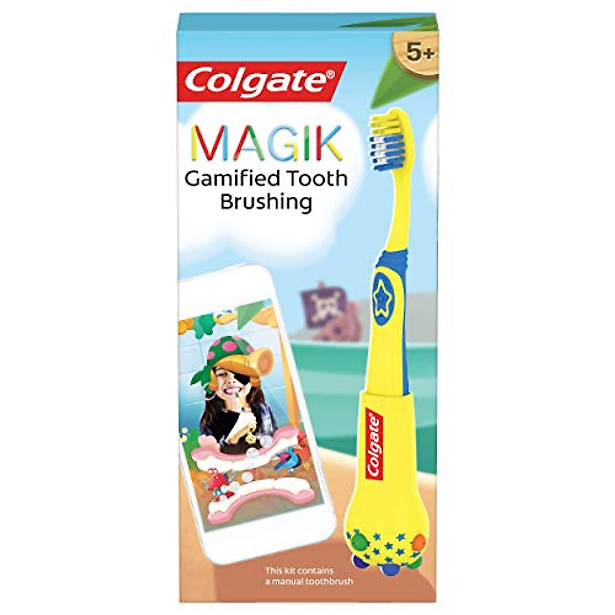 Colgate Magik Smart Toothbrush for Kids, Kids Toothbrush Timer with Fun Brushing Games Yellow 1 Count