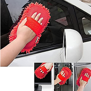 Cleaning Car Brush Microfiber, Set of 4 Washing Sponge, Random Color (4colors)