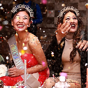 Didder Birthday Crowns for Women, Rose Gold Birthday Queen Sash & Birthday Tiara Set, Birthday Tiara for Women Birthday Crown Princess Crown Birthday Girl Headband Happy Birthday Accessories