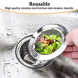 YOKELLMUX Kitchen Sink Drain Strainer - 2 Pcs Stainless Steel Sink Strainer, Food Strainer for Kitchen Sink, Rust Free Basket Food Catcher for Most Kitchen Sinks, Large Wide Rim 4.5 Inch