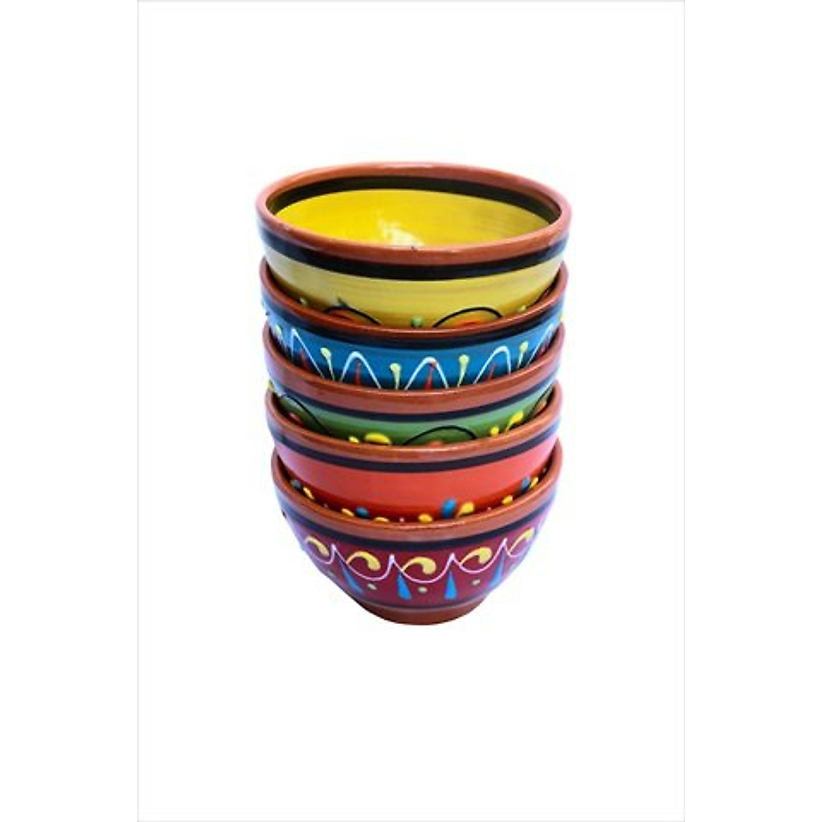 Cactus Canyon Ceramics Spanish Terracotta 5-Piece Small Salsa Bowl Set (European Size), Multicolor