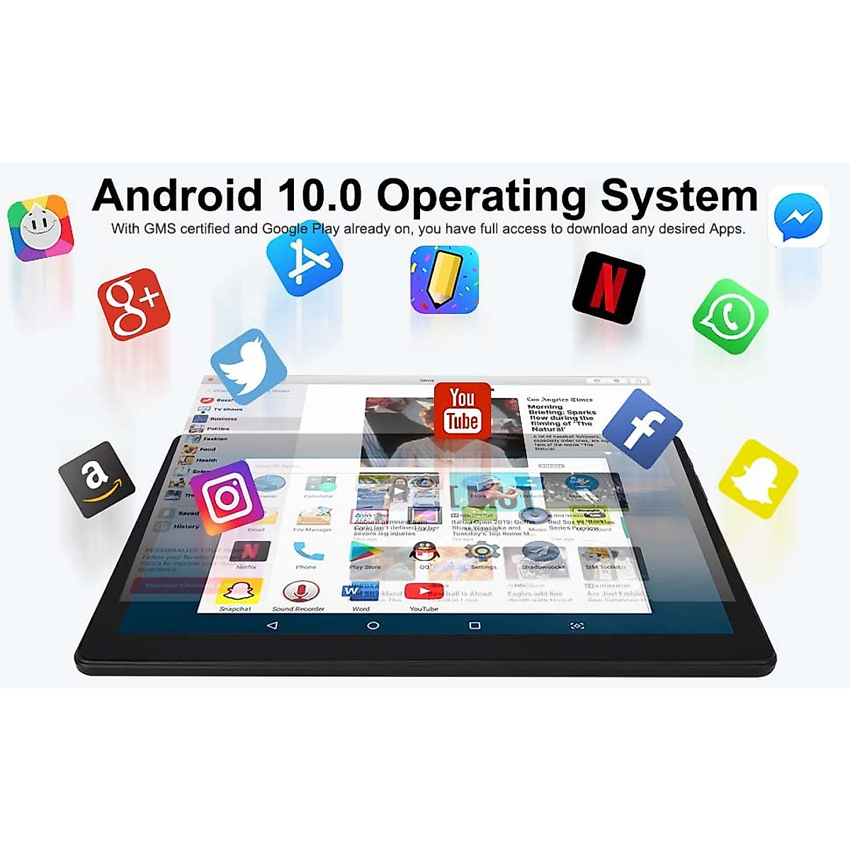Veidoo Android Tablet 10 inch, 2GB RAM 32GB Storage, Tablets 10.1'' IPS HD Touch Screen, Quad-Core, Dual Camera, Bluetooth, WiFi, 3G Phone Call Tablet PC with Dual Sim Card, Google Play Store