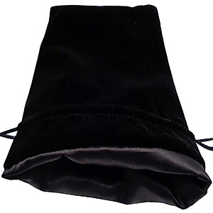 Velvet Dice Bag with Satin Liner 6"x8", Black Velvet Dice Bag with Black Satin