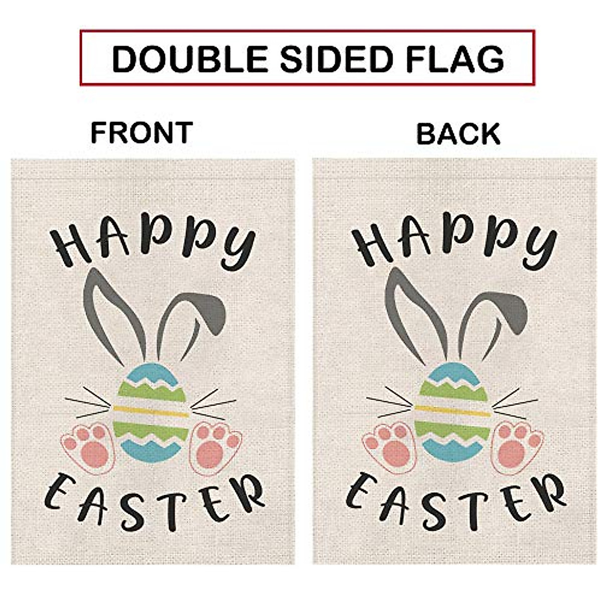 Happy Easter Bunny Egg Garden Flag Double Sided Burlap Yard Outdoor Decor Spring Summer Holiday Decorations 12.5 x 18 Inch
