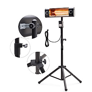 Uthfy Outdoor Patio Heater,Electric 1500W Infrared Patio Heater with Remote,Outdoor Space Heater with Tripod,IP45,9Hours Timer,Overheating Protection