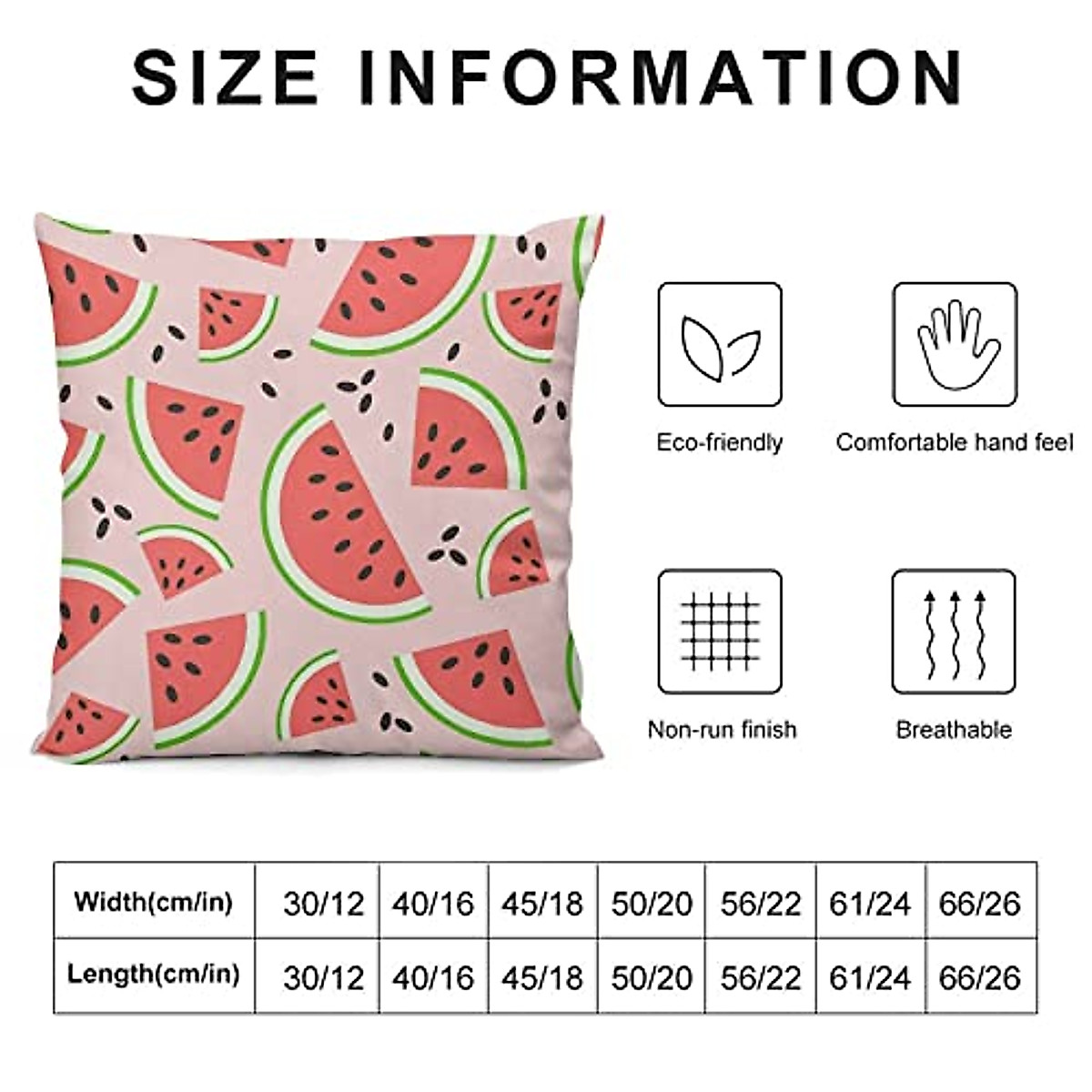 DMIPIRLS Outdoor Pillow Cases for Sofa Soft Set of 1 Pillowcases,Stylish Pink Watermelon White 26x26 Inches