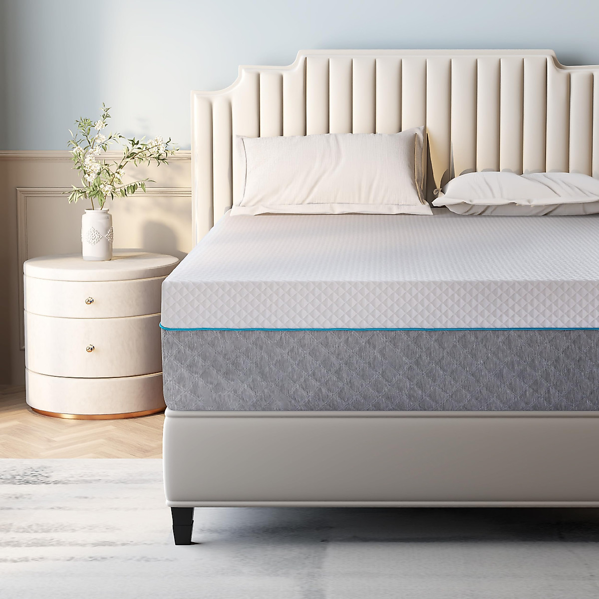 14 Inch King Memory Foam Mattress, Fiberglass Free Mattress Bed in a Box, Gel Mattress Medium Firm Mattress, CertiPUR-US Certified, 76”x80”x14”, White