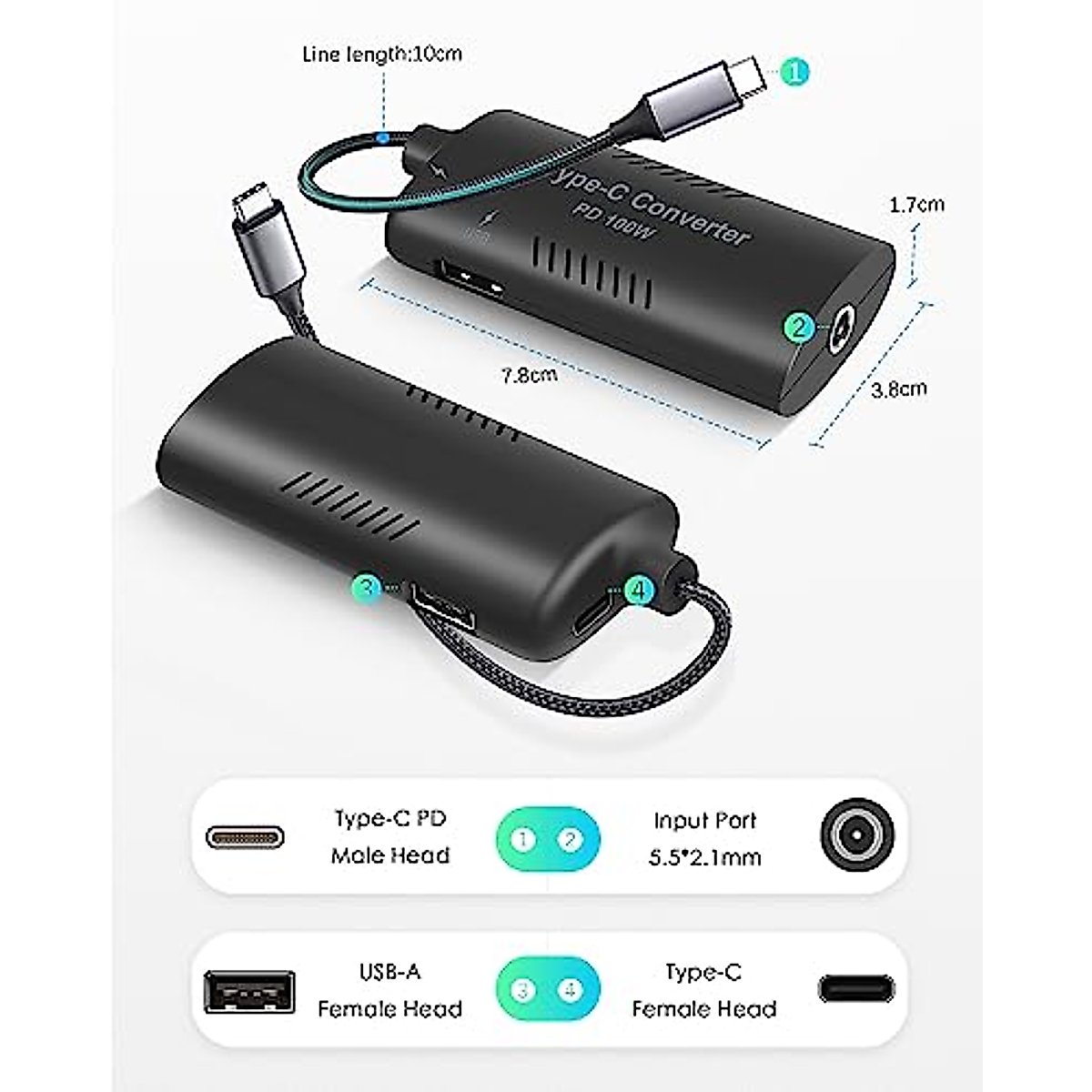 SHNITPWR 100W PD Type C to USB C Adapter, 5V-20V Input to 100W Output, Converts Regular Power Supplies into Fast Chargers