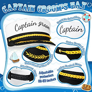 JaGely 3 Pcs Bachelor Party Accessories for Groom Set Include Groom Captain Hat Groom Sunglasses Bachelor Sash Bridal Shower(Stylish Style)