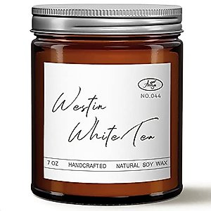 Westin White Tea Strong Scented Candles, Organic Soy Candle for Home Scented, Hand-Poured Jar Candle, Gifts for Women|Men|Families|Friend|Colleague, as Birthday|Holiday|Relaxation Gifts (7oz)