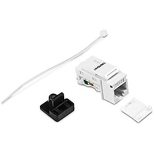 TRENDnet Cat6 Keystone Jack, 25-Pack Bundle, 90° Angle Termination, Compatible with Cat5, Cat5e, Cat6 Cabling, Color-Coded Labeling, Gold-Plated Contacts, Tool-Less Design, White, TC-K25C6