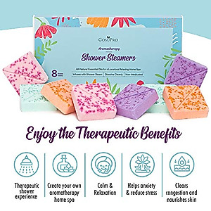 Aromatherapy Shower Steamers - Shower Bombs - Set of 8 - Organic Natural Essential Oil Fragrances - Home Spa Vapor Tablets - Self Care Relaxation Gifts for Women, Mom, Wife, Her, Friendship, Birthday