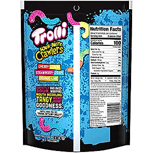 Trolli Sour Brite Crawlers, Sour Gummy Worms, 9 Ounce Resealable Bag