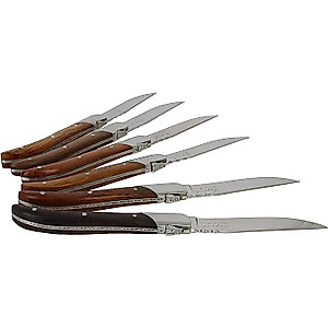 French Home Set of 6 Laguiole Connoisseur Assorted Wood Steak Knives, Multicolor