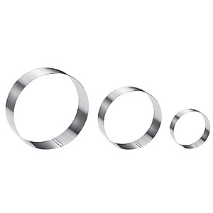 Large Round Cake Ring Set-4/6/8 Inch Biscuit Cutter Stainless Steel Circle Pancake Mold English Muffin Ring