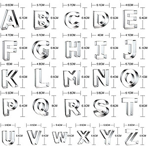 Letter Cookie Cutters, 26 Pcs Stainless Steel Fondant Letter Cookie Cutters Alphabet for Sandwich Sugarcraft
