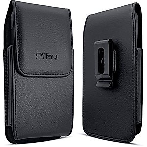 PiTau Holster for iPhone 14, 14 Pro, 13, 13 Pro, 12, 12 Pro, Xs, X, 11, 11 Pro, XR, Vertical Cell Phone Belt Holder Case with Belt Clip Carrying Pouch Cover (Fits Phone with Protective Case on) Black