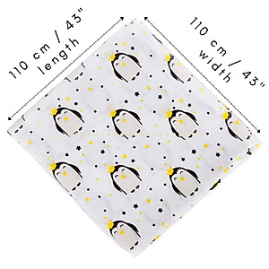 ipek kehribar Baby Muslin Swaddle Blankets Unisex 100% Cotton Ultra Soft, Multipurpose, Baby Swaddle Blanket for Boys and Girls, 43 X 43 inch 1 Pack/Penguin