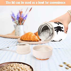 CUPADA Black Cats Paw Scratching Food Jar for Hot and Cold, Insulated Food Jars Vacuum 17OZ with Folding Spoon for Work Trip Picnic Camping