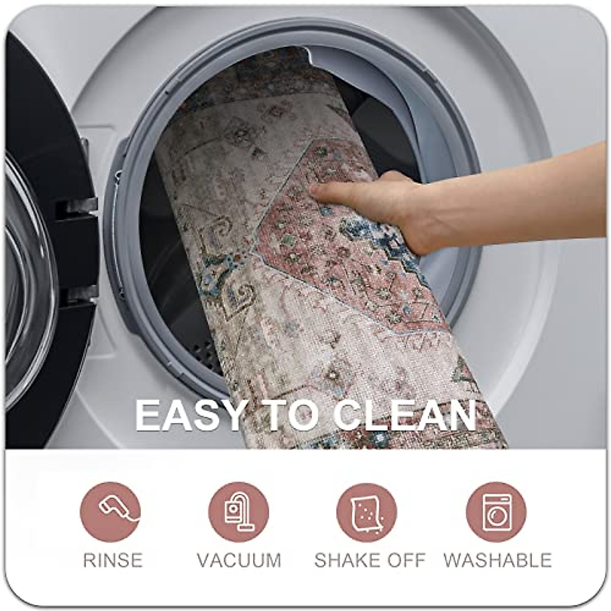 Collive Indoor Door Mat Retro Floor Mat, Non Slip Washable Doormat Large Size Quickly Absorb Welcome Mats Low-Pile Front Door Rug Inside Entryway Carpet for Entrance - 36" x 59"