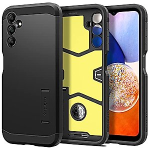 Spigen Tough Armor Galaxy A14 5G Case (2023) - Black, Shock-Absorbent & Kickstand