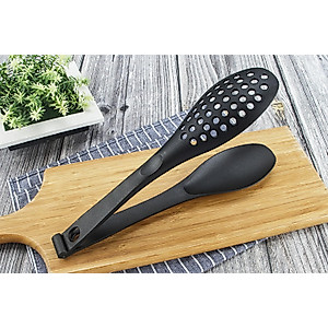 MaoYaMao Salad Tongs for Serving Kitchen Tongs for Cooking Salad Servers Salad Hands Salad Serving Utensils Nylon Tongs for Dessert/Spaghetti/Baking/Pasta Tongs,Black